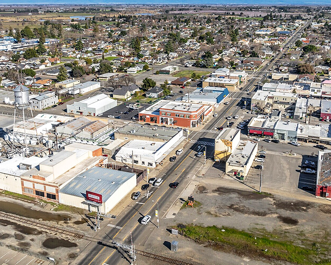 From above, Orland reveals its orderly grid of streets and modest homes – a bird's-eye view of affordable California living that coastal dwellers might mistake for a mirage.