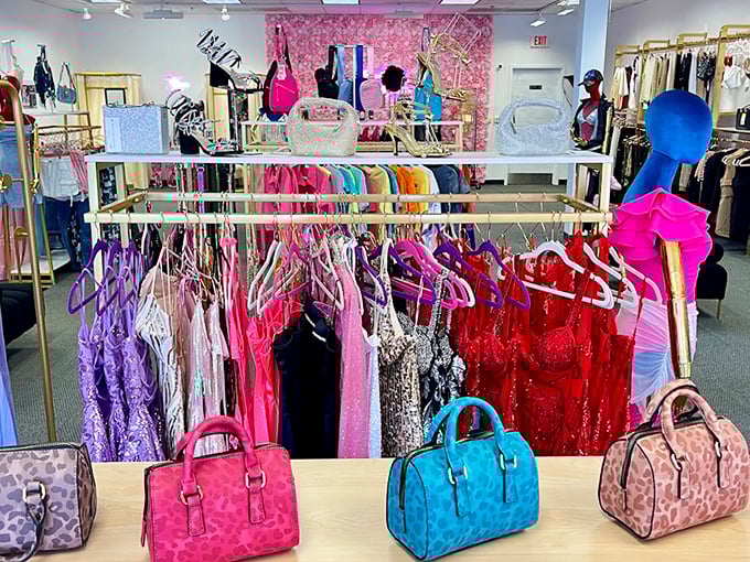 Formal wear that won't formally empty your wallet. These colorful gowns and handbags prove looking like a million bucks doesn't require spending nearly that much.