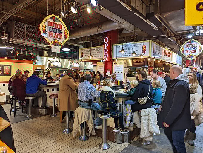 Counter culture at its finest—where strangers become temporary dining companions united by the universal language of "pass the syrup, please."