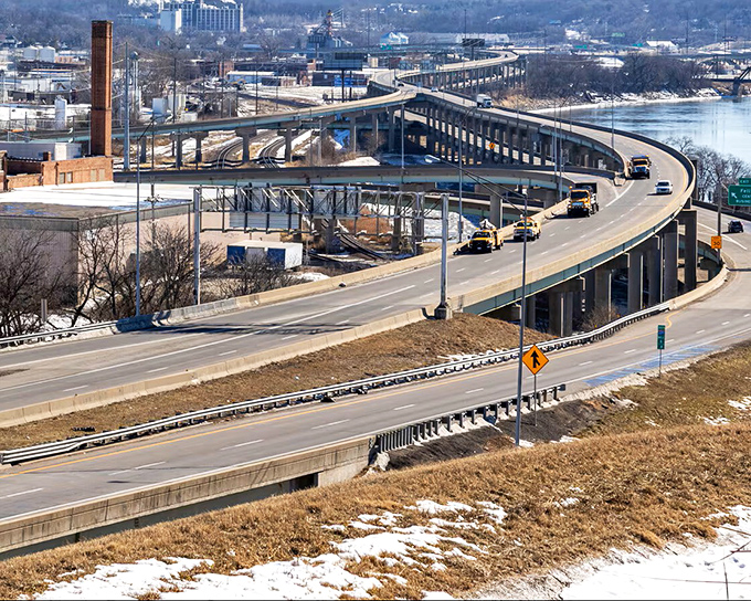 The sweeping curves of St. Joseph's double-decker bridge aren't just functional engineering—they're a rollercoaster for commuters with river views worth the morning drive.