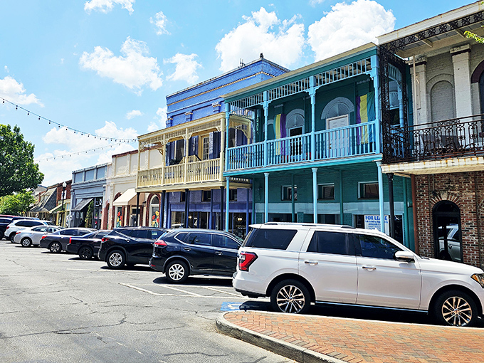 These colorful Victorian balconies aren't just for show—they've been witnessing the comings and goings of Conyers residents since horse-drawn carriages ruled the roads.