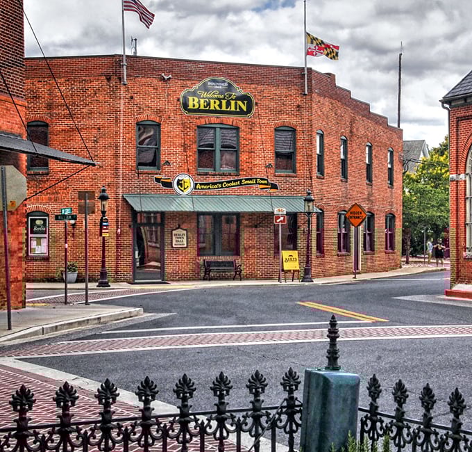 The stately brick building proudly announces "Welcome to Berlin" – America's Coolest Small Town isn't just a title, it's a promise delivered in architectural splendor.