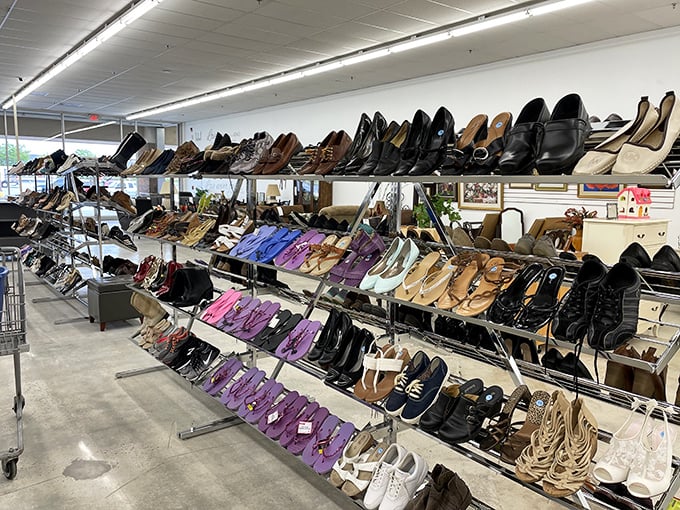 A shoe lover's dream come true! Every pair tells a story—from barely-worn designer heels to comfy loafers just waiting for their second act.