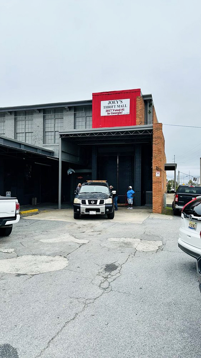 Joey's bold red sign proclaims its #1 status in Georgia – a humble exterior that belies the wonderland of secondhand treasures waiting inside.