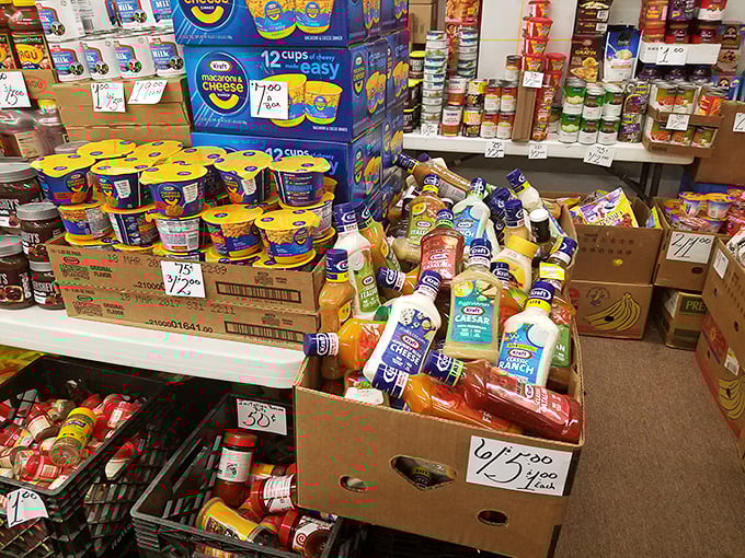 Grocery aisles that would make extreme couponers weep with joy – name-brand cereals and condiments at prices that feel like you're getting away with something.