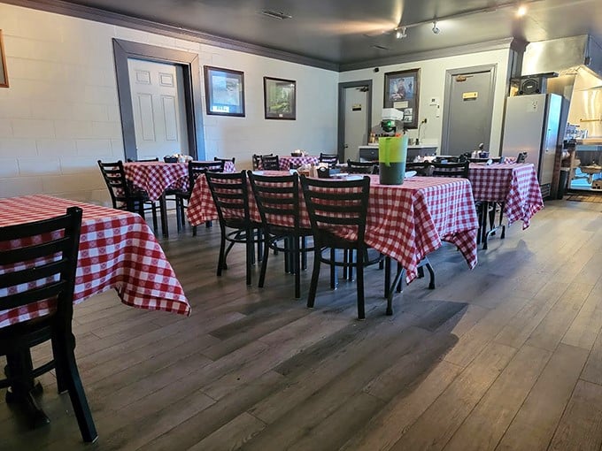 Red and white checkered tablecloths set the stage for carnivorous perfection. No pretension here—just the promise of steak that will haunt your dreams.