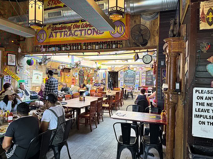 Inside Broadway Oyster Bar, every inch tells a story – like your eccentric uncle's garage if he had excellent taste in seafood and décor.