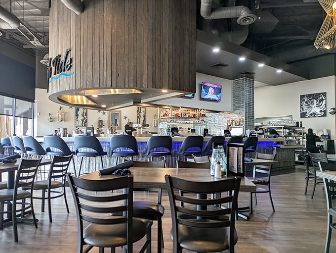 The sleek bar area strikes that perfect balance—upscale enough for date night, casual enough that you won't feel underdressed in your favorite shirt.