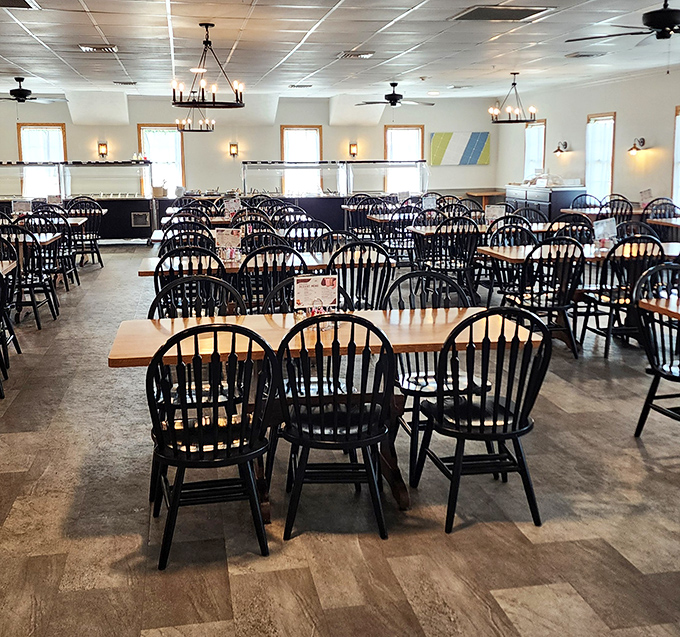 Windsor chairs and simple elegance create the perfect backdrop for feasting. No distractions here—just you and impending food bliss.