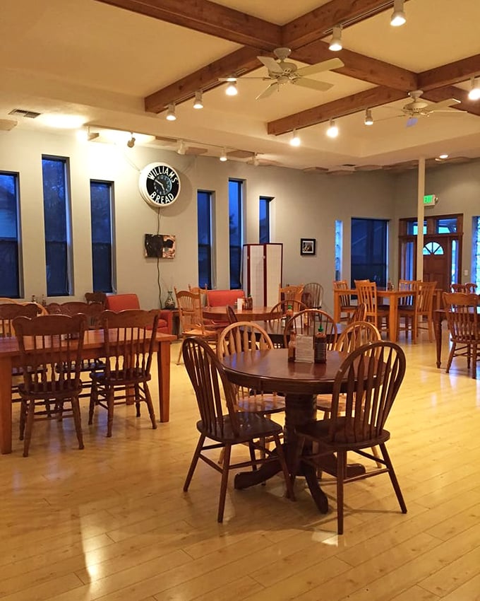 Wooden beams, natural light, and ample seating create the perfect backdrop for the impending food coma you're about to willingly embrace.
