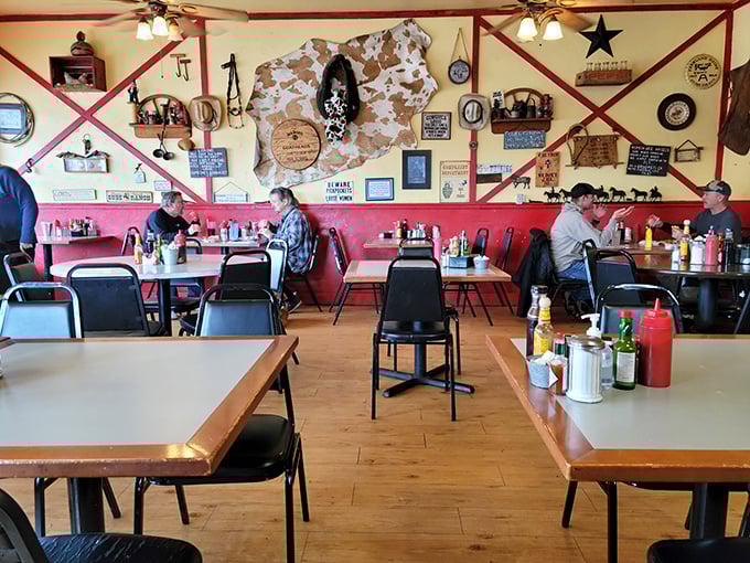 The kind of interior that makes you want to settle in with coffee and eavesdrop on local gossip.