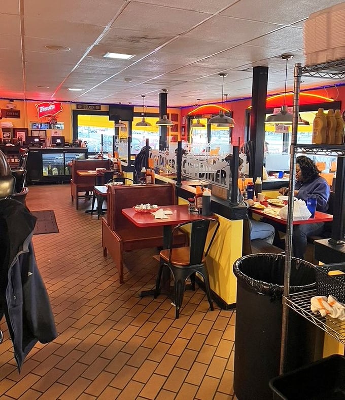 Step inside and the vibrant colors hit you faster than the coffee aroma—a visual appetizer before the main event.