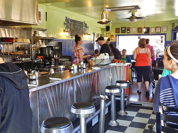 Where breakfast dreams come true – the bustling counter at Morning Glory Diner offers front-row seats to the culinary action.