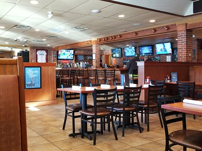 Inside, the perfect sports bar balance awaits – enough TVs to catch every play, but an atmosphere where conversation still reigns supreme