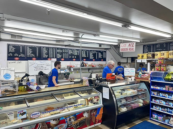 Where sandwich magic happens. The menu board looms overhead like the departures board at Grand Central—so many delicious destinations to choose from.