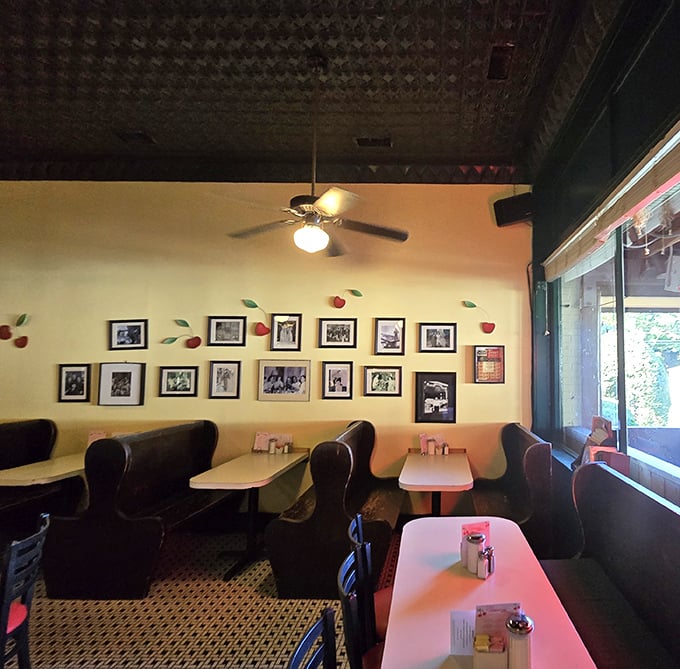 Yellow walls adorned with black and white memories, these booths have witnessed countless Richmond conversations and comfort food revelations.