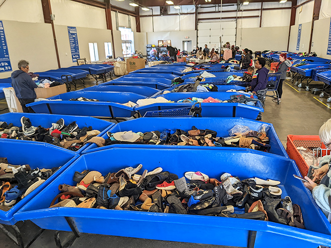 Blue bins as far as the eye can see – each one a potential goldmine where yesterday's castoffs become tomorrow's prized possessions.