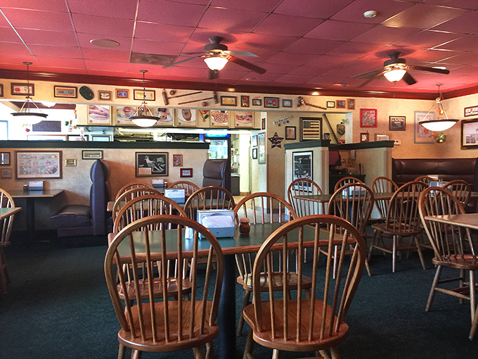 Wooden Windsor chairs and walls adorned with local memorabilia create that "everybody knows your name" vibe that chain restaurants try desperately to replicate.