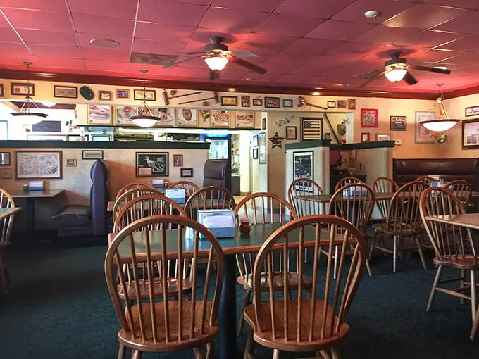 Wooden Windsor chairs and walls adorned with local memorabilia create that "everybody knows your name" vibe that chain restaurants try desperately to replicate.