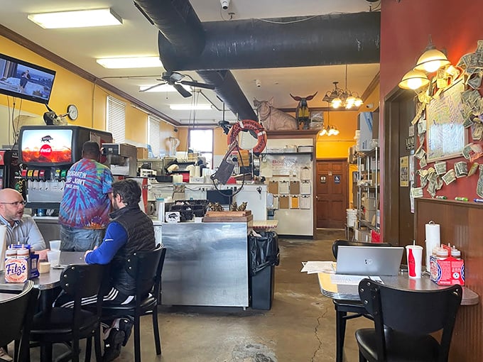 Inside, the no-frills dining area speaks volumes: when the food's this good, you don't need fancy décor—just napkins. Lots of napkins.