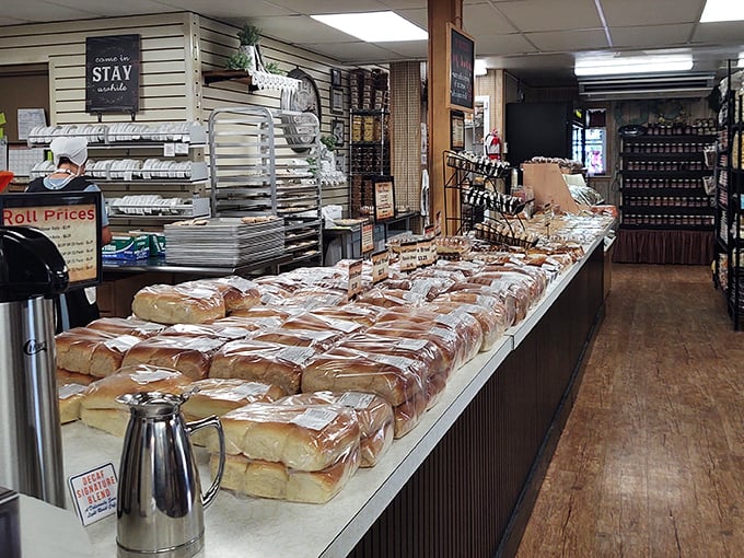 Inside, it's organized chaos in the best way – like your grandmother's pantry if she ran a small delicious empire.