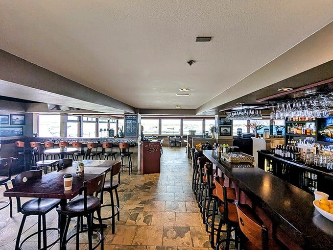 Simple wooden tables and stone floors create the perfect backdrop for seafood that needs no fancy setting to shine.