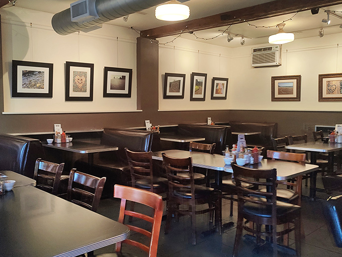 Local artwork adorns walls while wooden tables await their next conquest. This isn't just a meal—it's Portland's living room for breakfast enthusiasts.