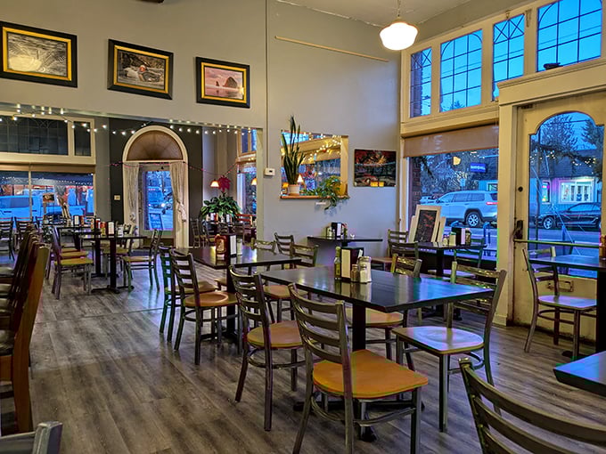 Bright, airy interiors with local photography create the perfect backdrop for your waffle adventure. Portland comfort at its finest.