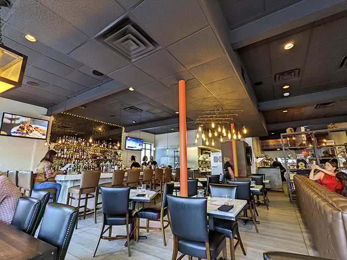 Inside, Edison balances laboratory aesthetics with warm ambiance—where Edison bulbs illuminate culinary experiments worth repeating.