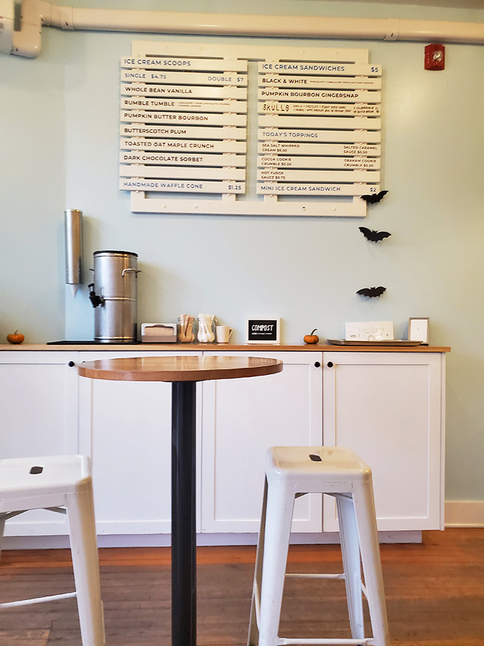 Minimalist chic meets ice cream dreams. Those white stools aren't just seating—they're front-row tickets to the greatest frozen show on earth. 