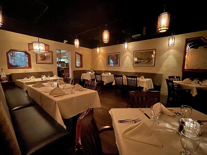 Cozy nautical charm meets desert dining - where weathered wood and maritime memories create seafood magic.