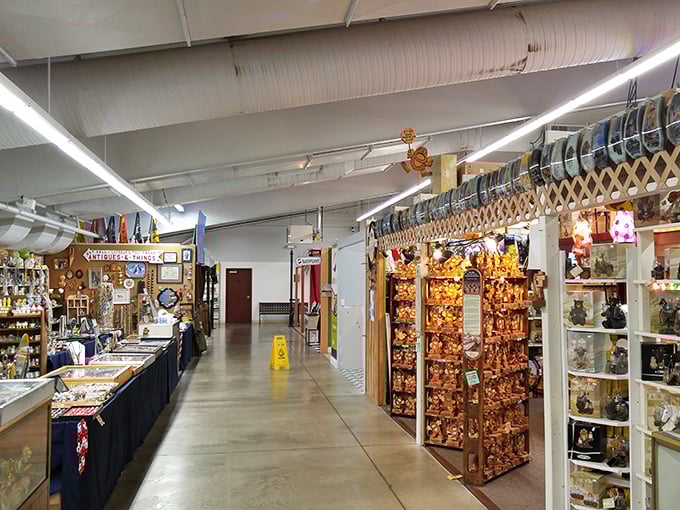 Indoor aisles stretch toward retail infinity, where one person's "I don't need this anymore" becomes another's "I've been looking everywhere for this!"