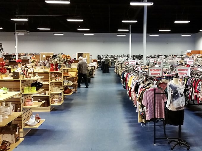 Wide, well-organized aisles invite exploration rather than claustrophobia – a refreshing departure from the typical thrift store obstacle course.
