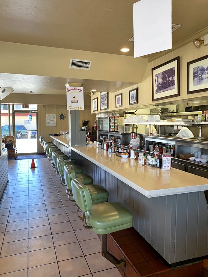 Counter culture at its finest! These mint green stools have witnessed countless coffee refills, first dates, and "I'll just have one more pancake" promises over the decades.