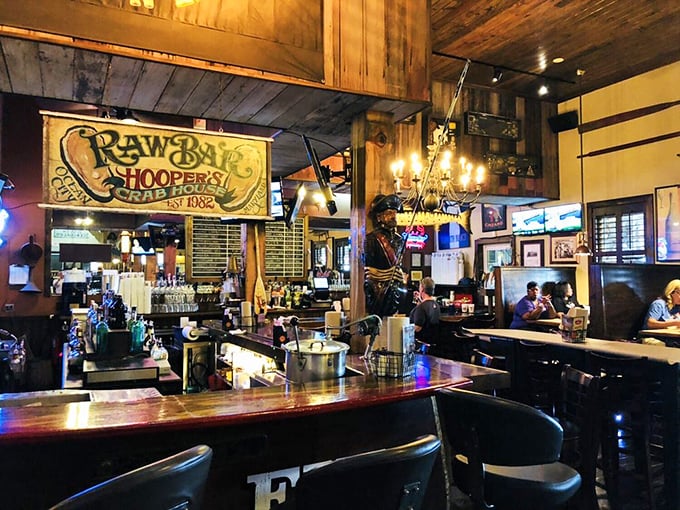 Step inside and the Raw Bar sign tells you everything you need to know: this is seafood serious business, served with a side of rustic maritime charm.