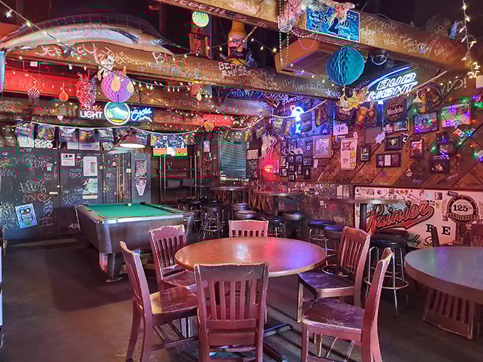 Step inside and discover a dive bar wonderland where Christmas lights never come down and every surface tells a story.