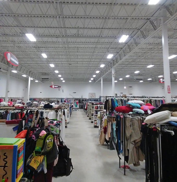 Endless aisles stretch toward thrifting nirvana. This retail landscape offers more possibilities than a lottery ticket, but with much better odds of winning.