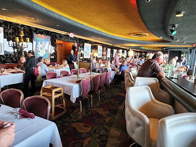 White tablecloths, plush seating, and attentive service—HOBNOB's dining room is where memories are made one perfect bite at a time.
