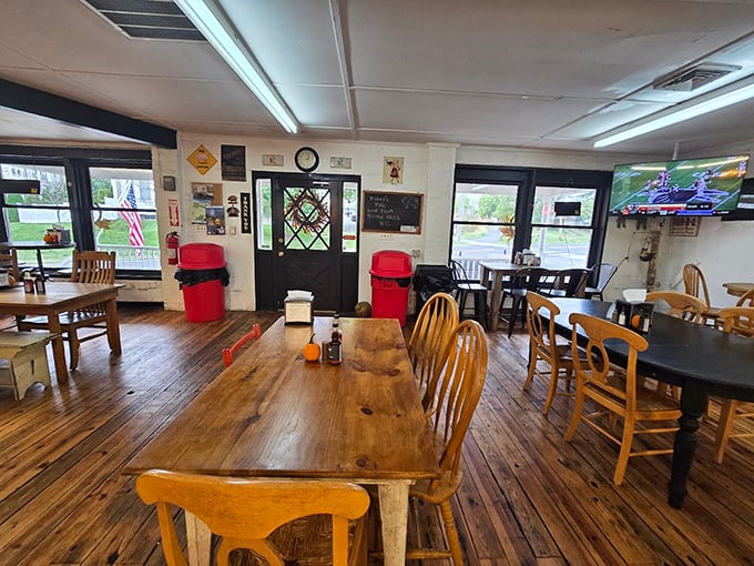Wooden floors that have seen thousands of happy diners, simple tables that don't distract from the main event—this is BBQ's natural habitat.