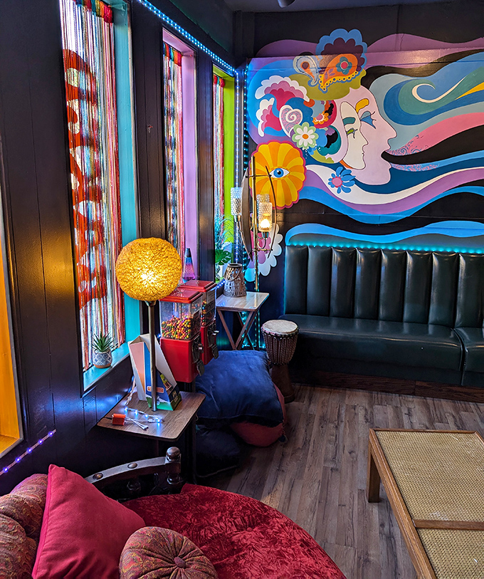 Step inside and suddenly you're in a time machine to Woodstock—except with better food and indoor plumbing. Those murals could tell stories.