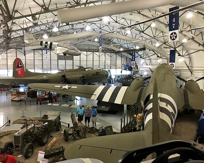 History parked indoors! The museum's cavernous hangar houses an impressive collection of aircraft that tell America's military aviation story better than any textbook ever could.