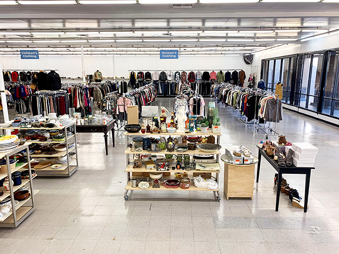 Organized chaos at its finest—racks upon racks of potential wardrobe transformations await, all for less than the cost of a fancy dinner.