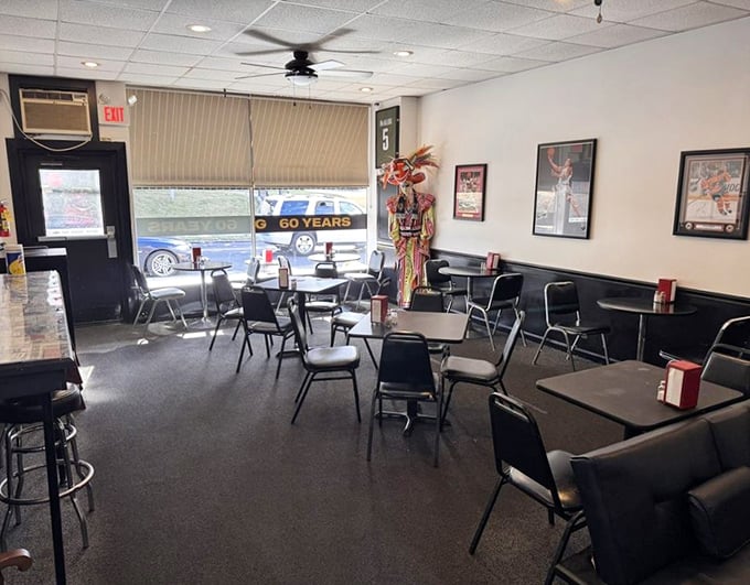 No-frills dining at its finest. The sports memorabilia and simple tables say everything you need to know—they're focused on the food, not the decor.