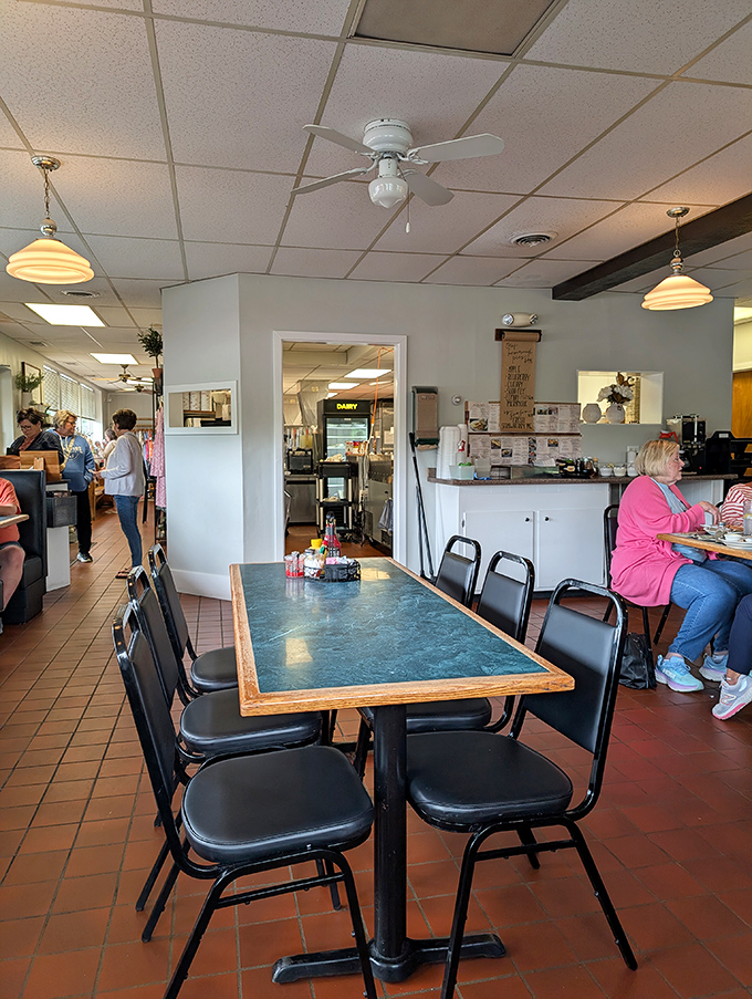 Simple, clean, and welcoming – the interior of Katie's Kitchen feels like dining in a beloved aunt's home, where conversation flows as freely as the coffee.