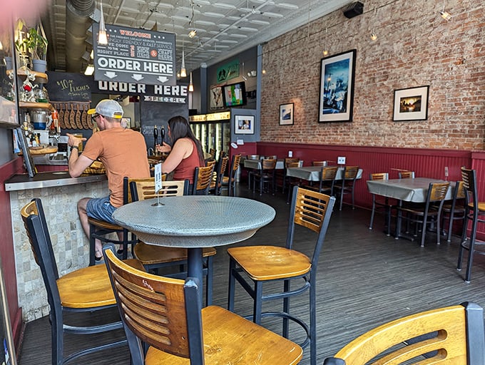 Inside, exposed brick walls and wooden tables create that perfect "I've found a hidden gem" atmosphere that makes regulars out of first-timers.