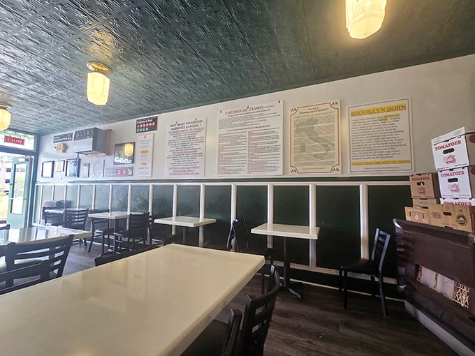 Simple tables, pressed tin ceiling, and no-nonsense decor—this is a place that puts all its energy where it matters: on your plate.