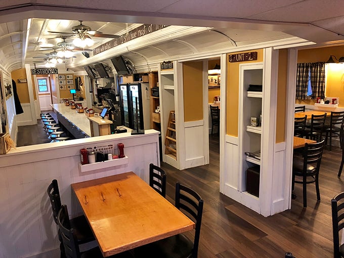 Classic counter seating where regulars claim their spots and newcomers become part of the diner's ongoing story.