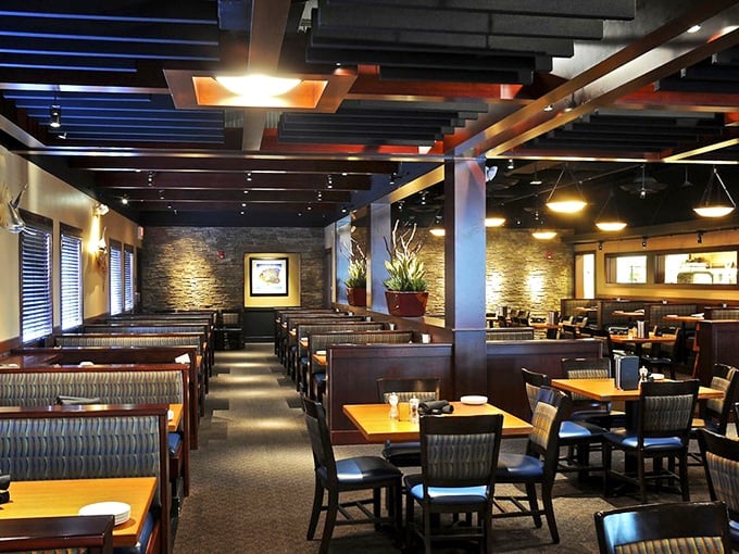 Stone walls and warm wood tones create the perfect backdrop for seafood indulgence. This isn't just dinner—it's a mini-vacation for your taste buds. 