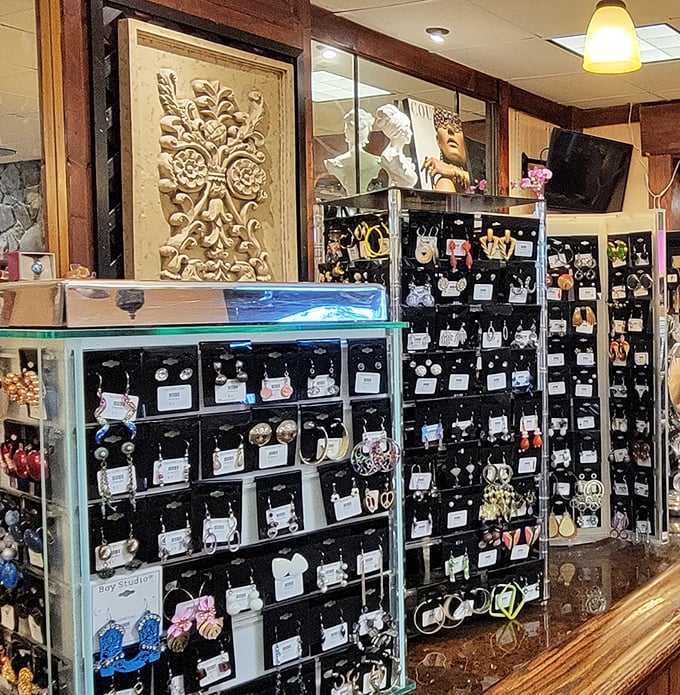 Jewelry hunters, prepare to lose track of time! This meticulously organized display case holds everything from costume pieces to hidden gems worth ten times the price tag.