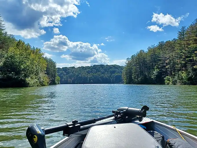 Boating bliss on Dow Lake, where the only traffic jam is when two kayaks try to explore the same cove.